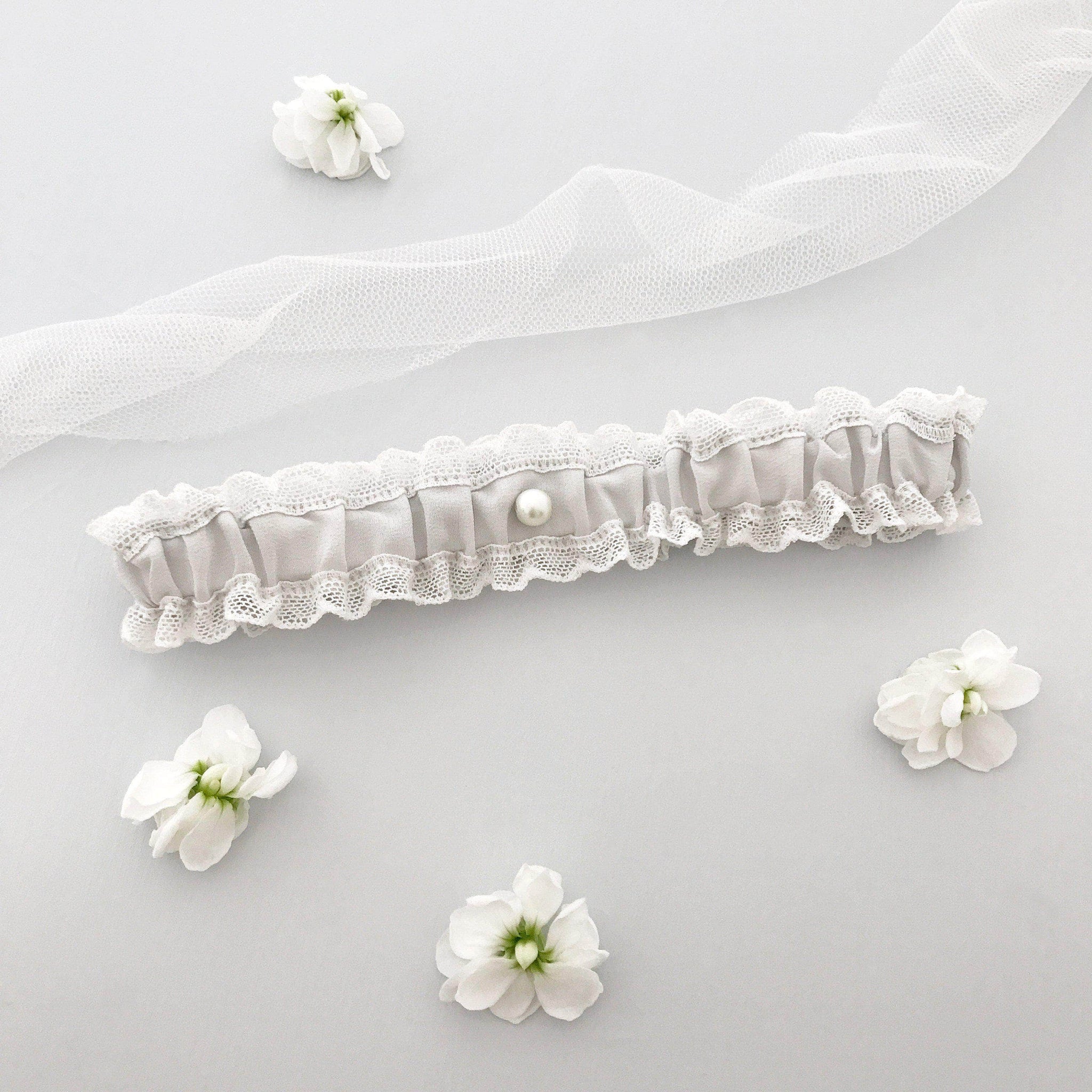Wedding garter in lace & silk (various colours) - 'Florence'