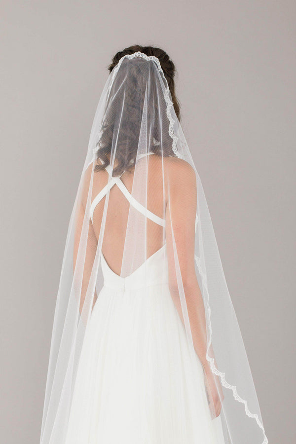 Full lace edged barely there wedding veil - 'Adeline'