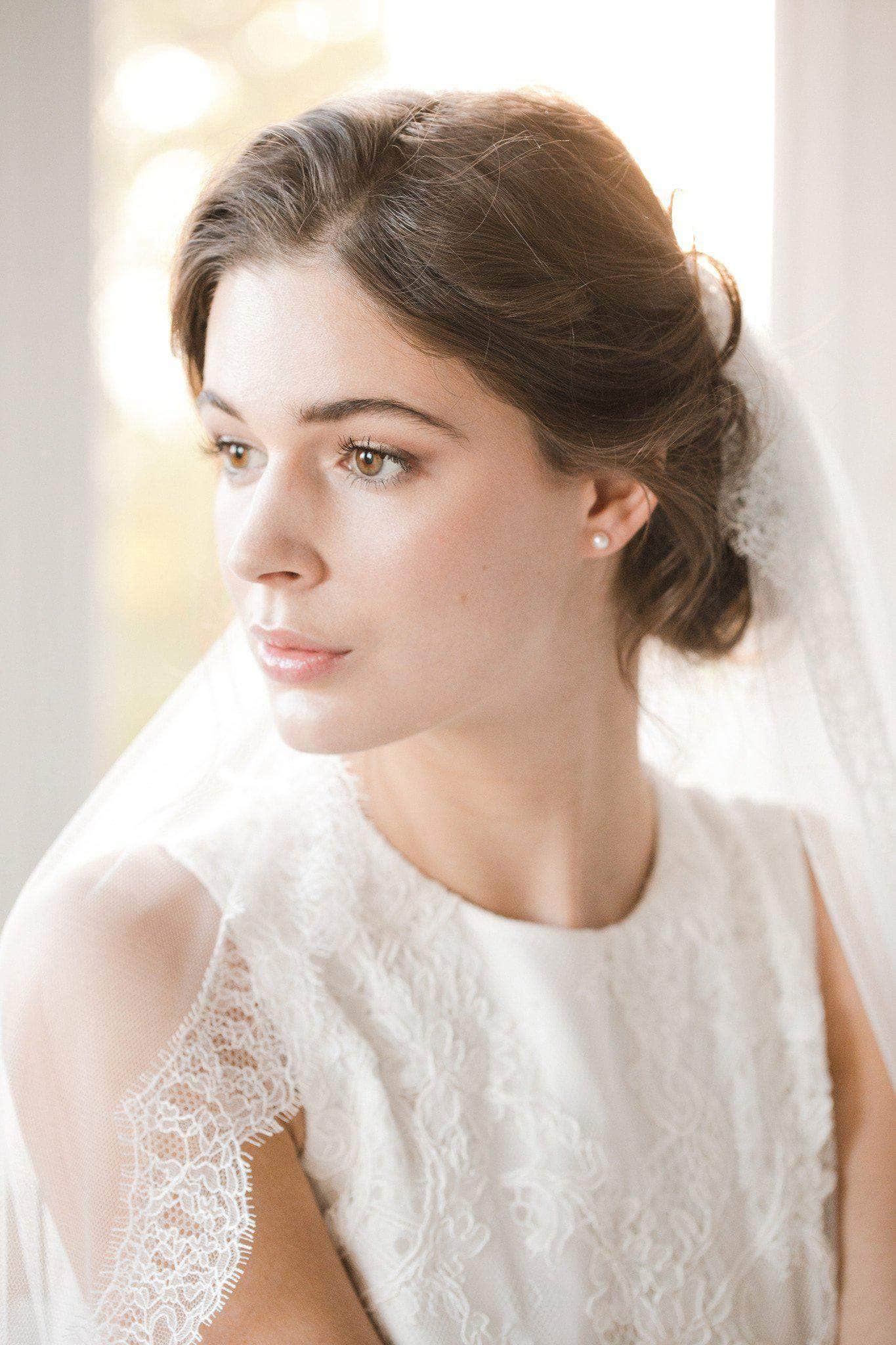 Silk Wedding Veil with French Eyelash Lace Trim