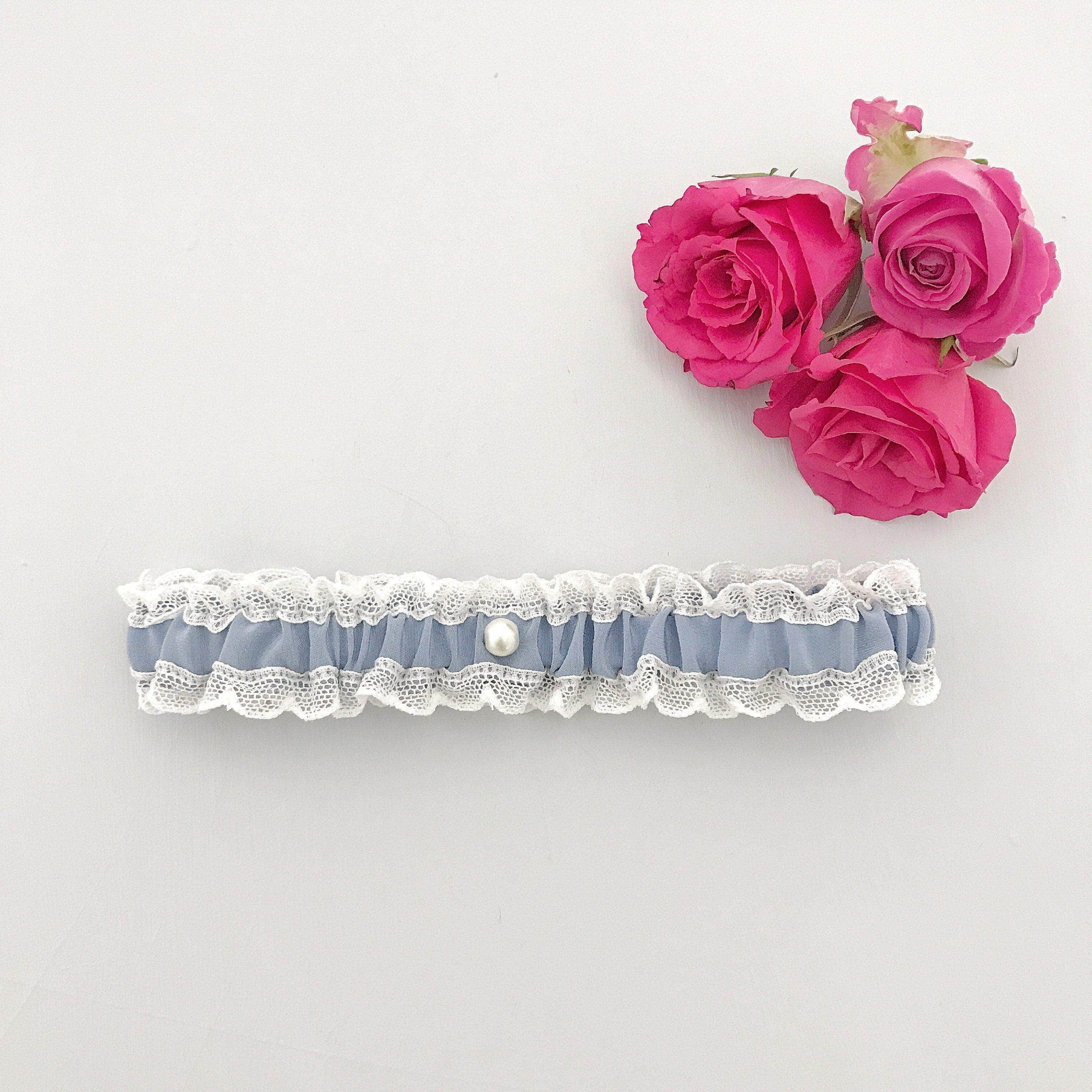 Wedding garter in lace & silk (various colours) - 'Florence'