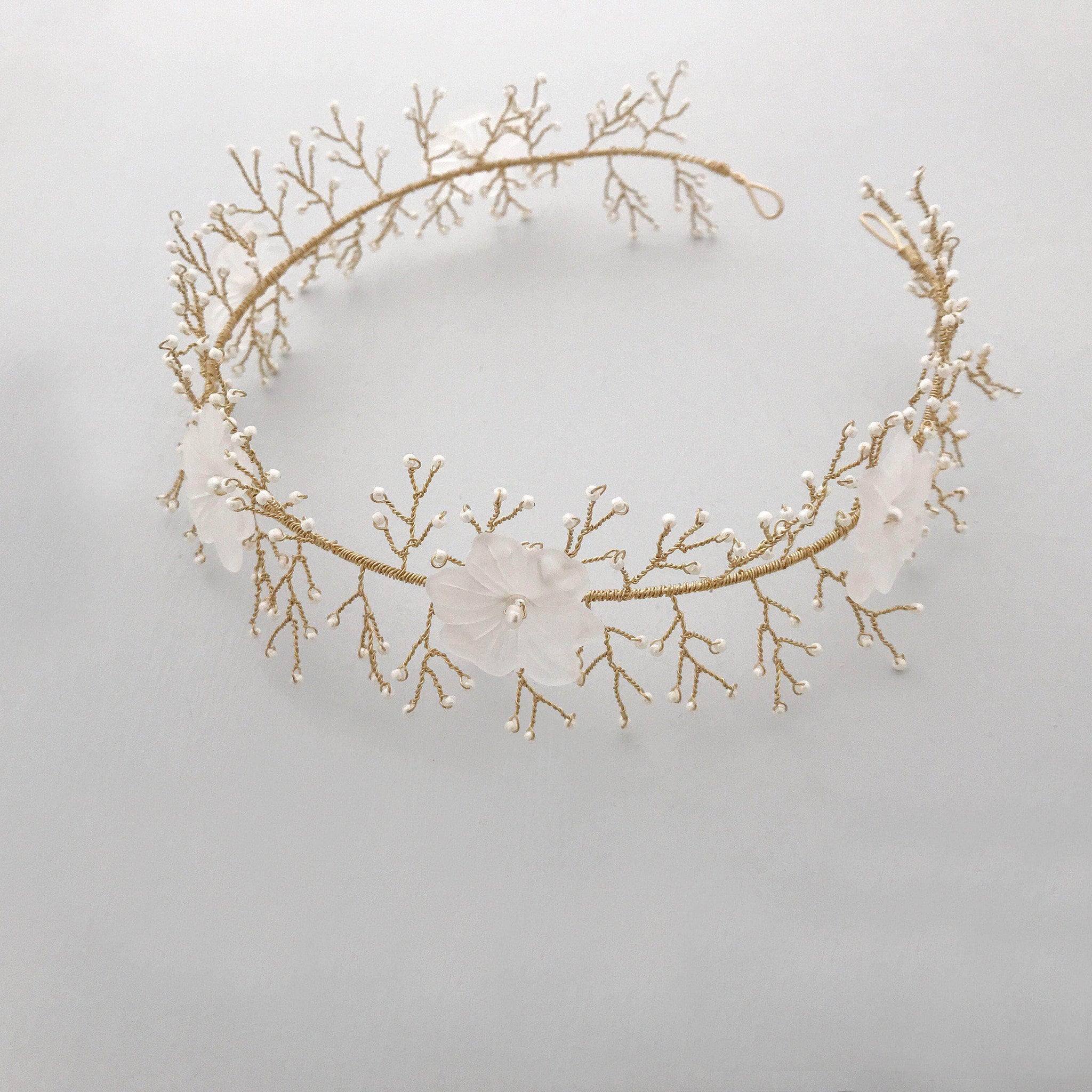 Gold spray flower hair vine - 'Sadie'