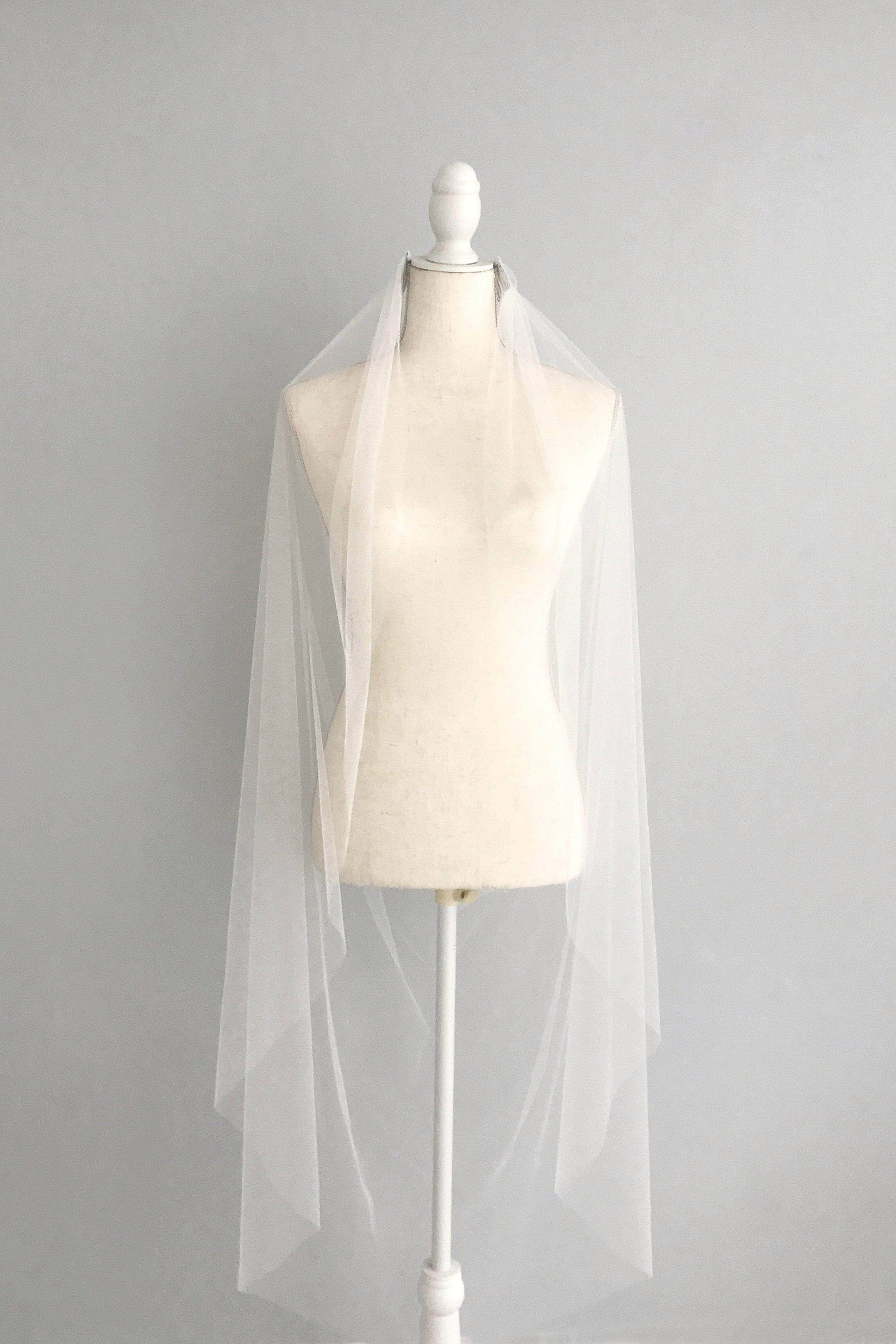 Two comb drape cut edge silk style wedding veil - 'Saffron'
